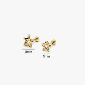 14K Solid Gold Star Stud Earrings Celestial Stud Earrings - Etsy
