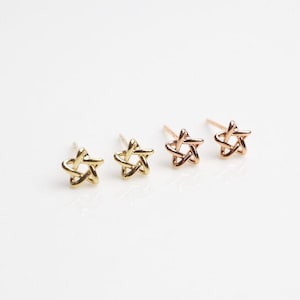 14K Solid Gold Star Stud Earrings, Celestial Stud Earrings, Dainty Gold Earrings,north Star Stud ...