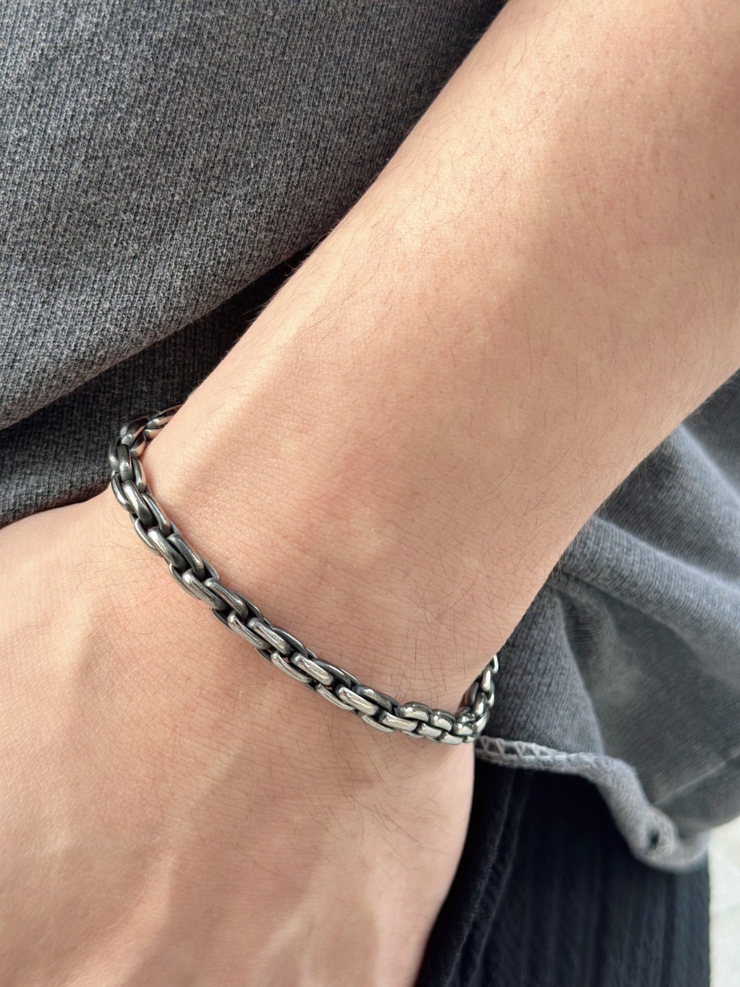 Minimal Silver Bracelet Men ,silver of Men Chain Link Bracelet,high ...