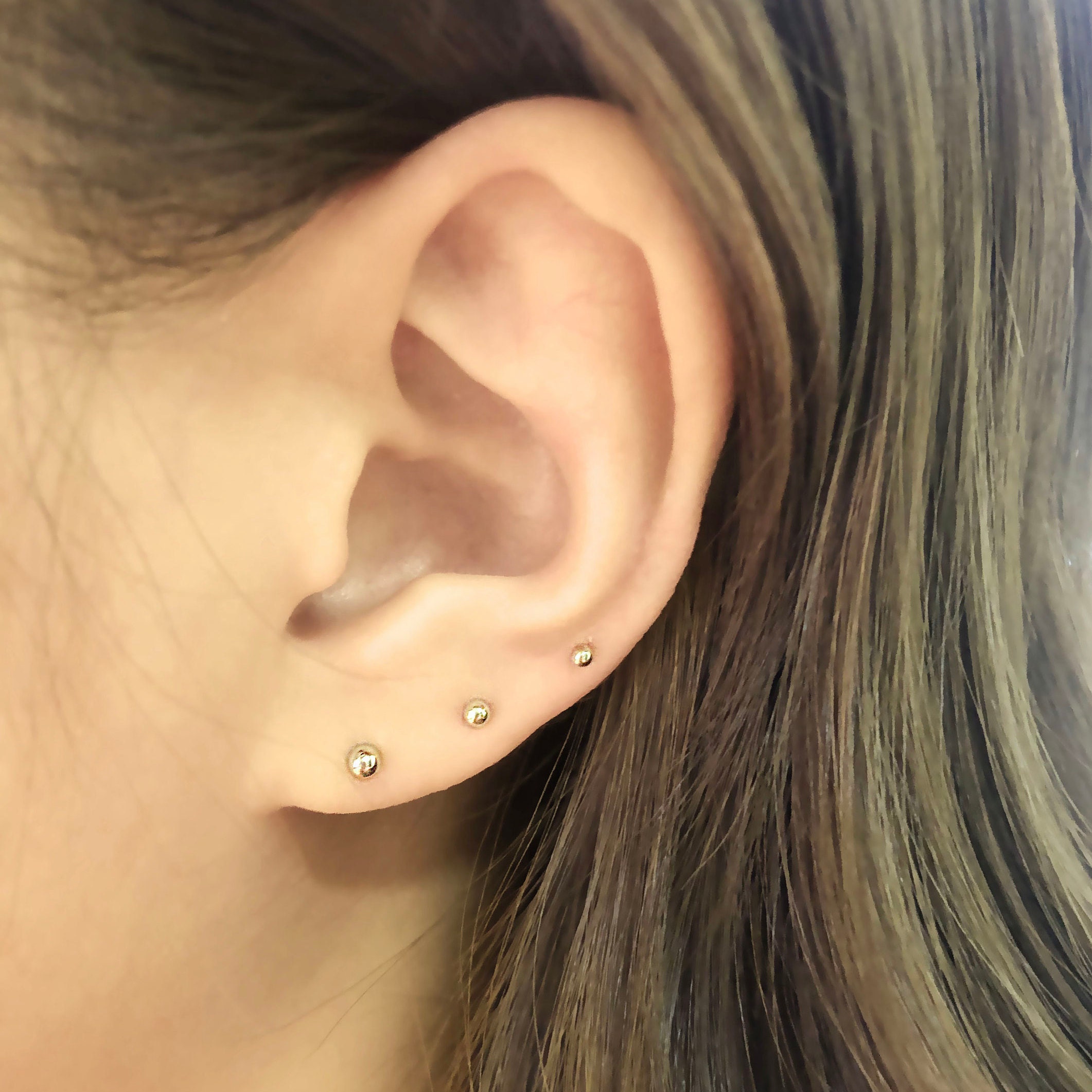 14k gold ball studs 14K Solid Gold Studs 14K Gold Studs 14k | Etsy