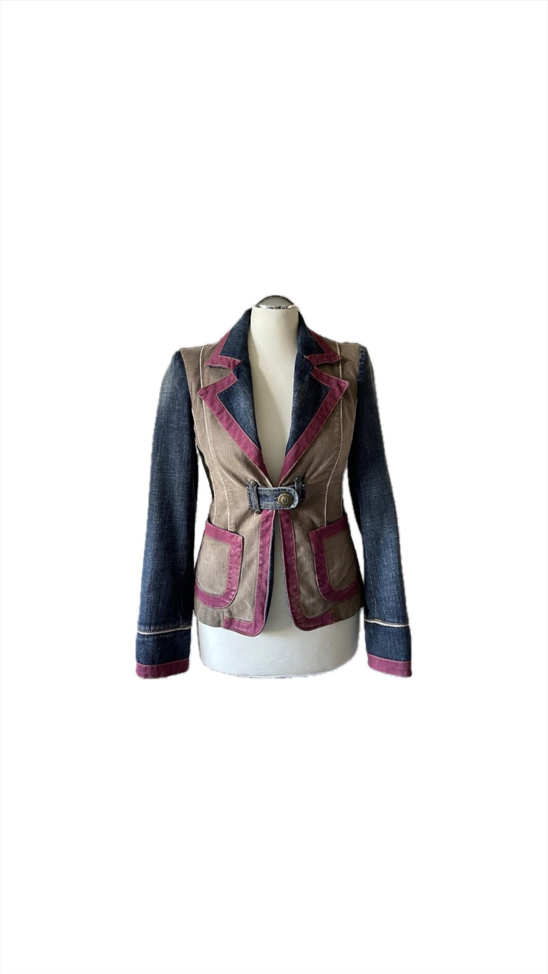 BYBLOS* Vintage Byblos Denim Jacket/denim Blazer Patchwork - Etsy Canada