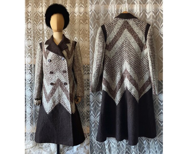 70s Wool Coat Zig Zag Pattern - Etsy