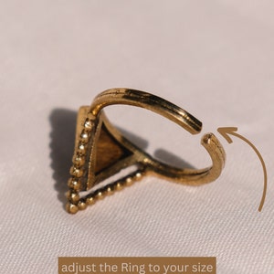 Bague Boho avec pierre vintage, bague Onyx réglable, bague oeil de tigre Triangle or, bague avec ...
