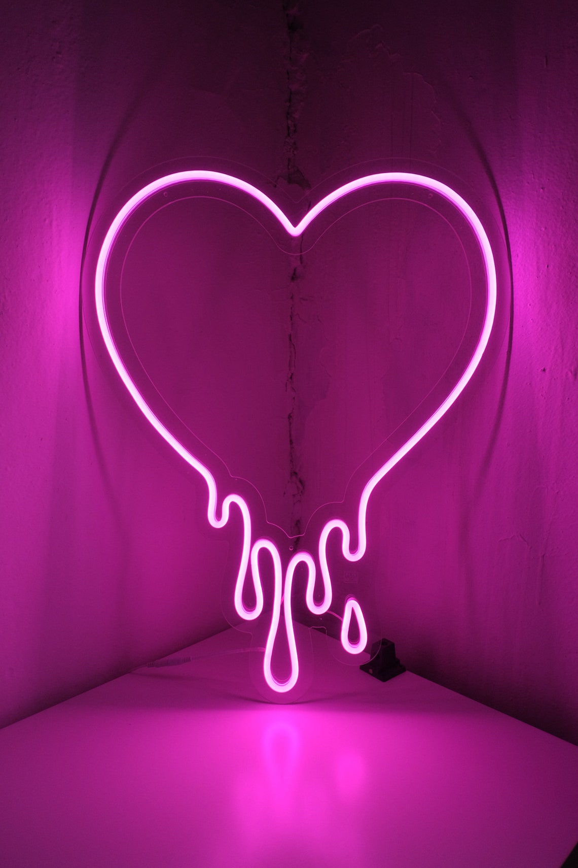 Melting heart LED neon sign light lamp pink heart liquid heart | Etsy