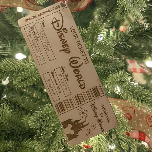 Personalized Disney Ticket Laser Cut Christmas Ornament - Etsy