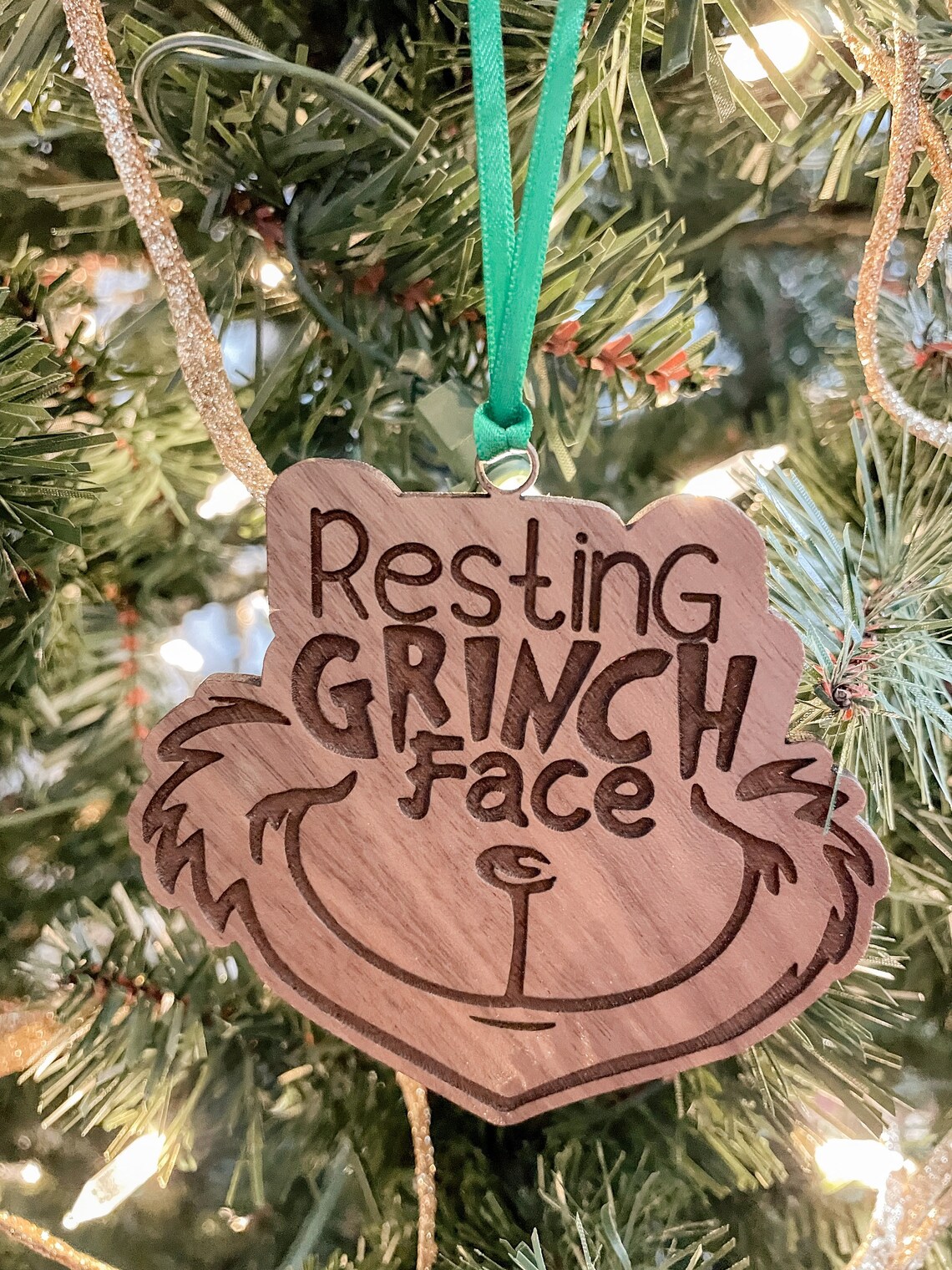 Resting Grinch Face Laser Cut Christmas Ornament | Custom | Funny ...
