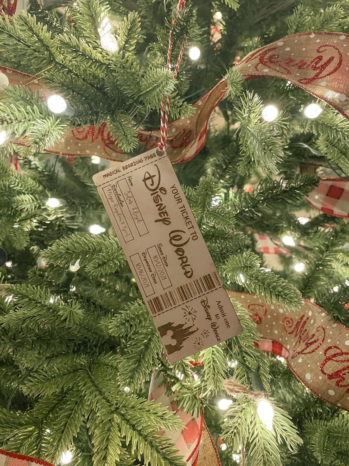 Personalized Disney Ticket Laser Cut Christmas Ornament - Etsy