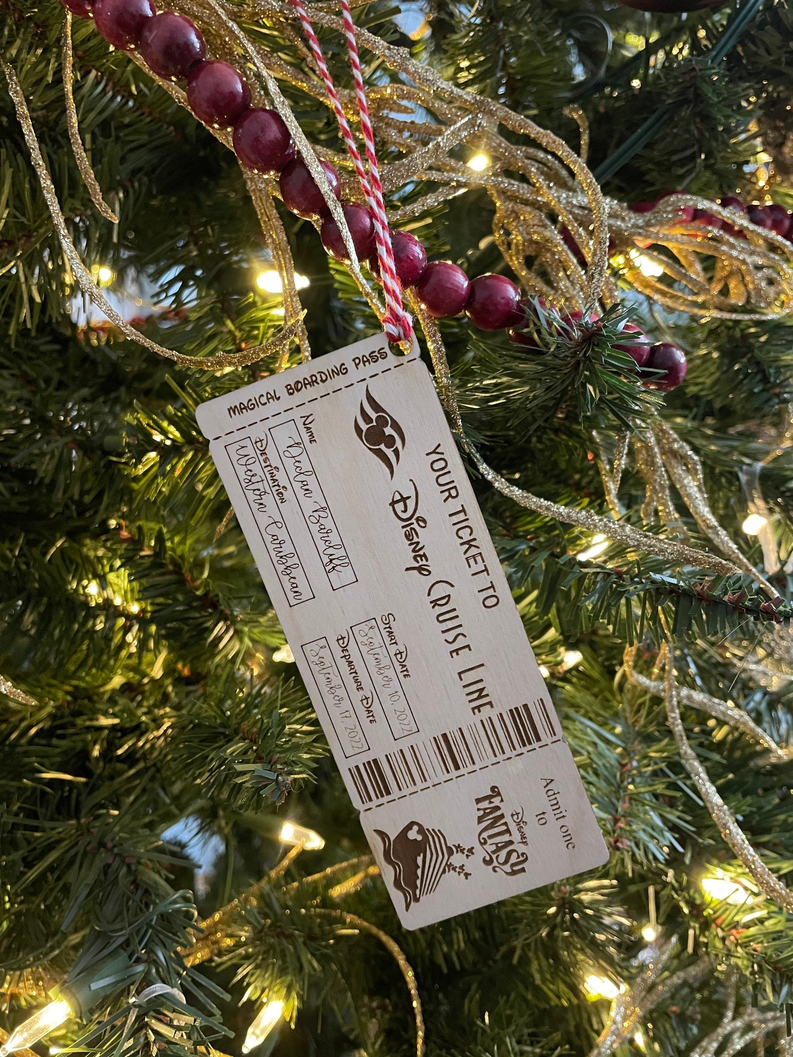 Personalized Disney Ticket Laser Cut Christmas Ornament - Etsy