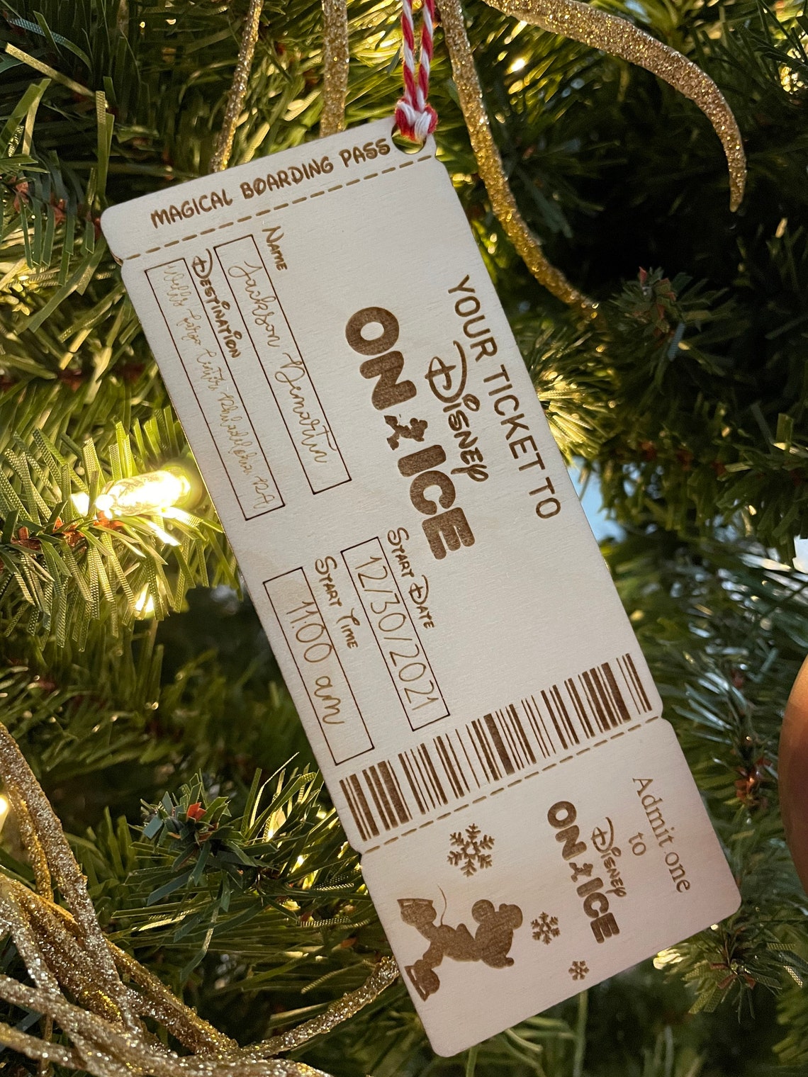 Personalized Disney Ticket Laser Cut Christmas Ornament - Etsy
