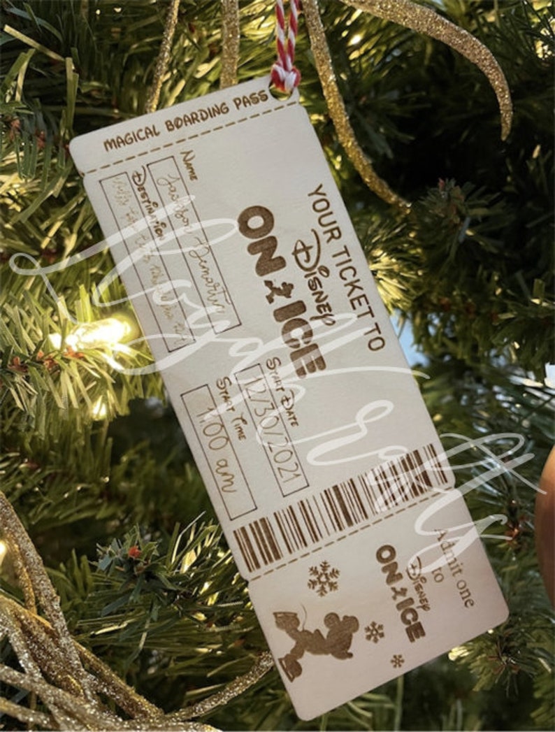 Personalized Disney Ticket Laser Cut Christmas Ornament - Etsy