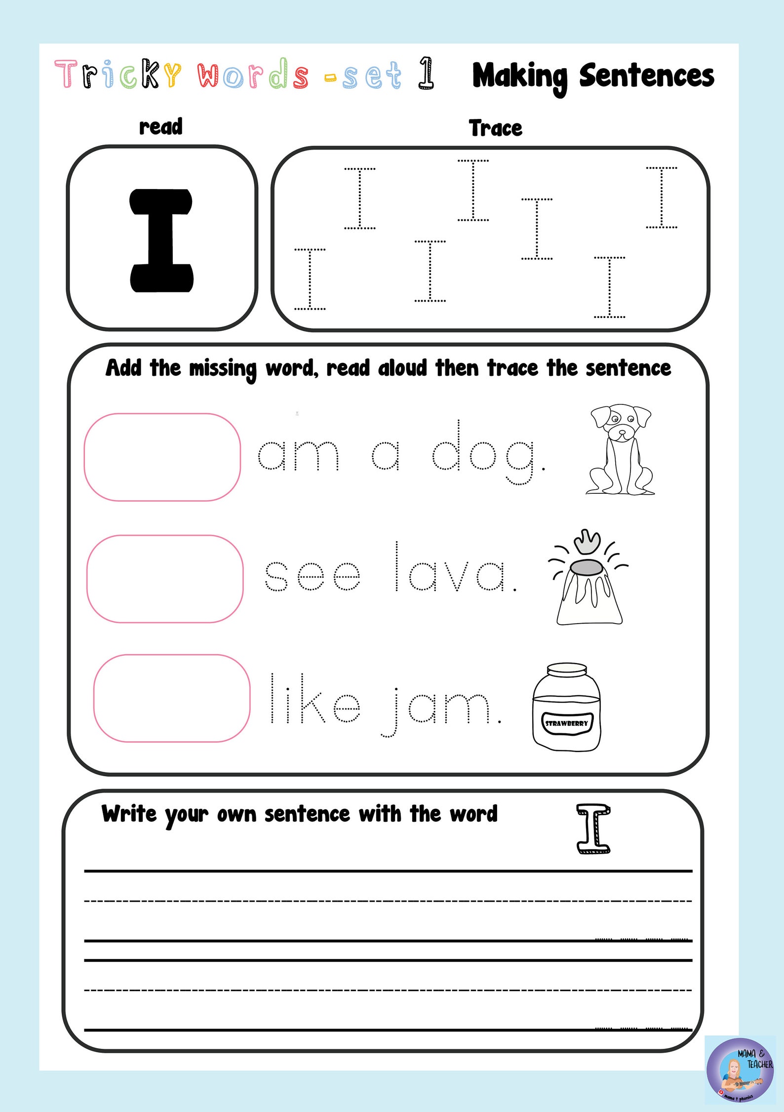 Set 1: Tricky Word Sentence Writing and Reading | HFW - Etsy