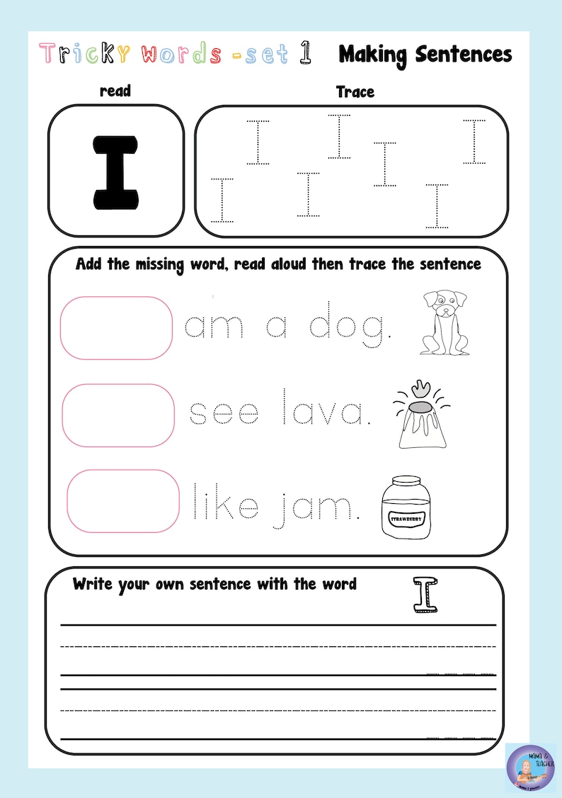 Set 1: Tricky Word Sentence Writing and Reading | HFW - Etsy