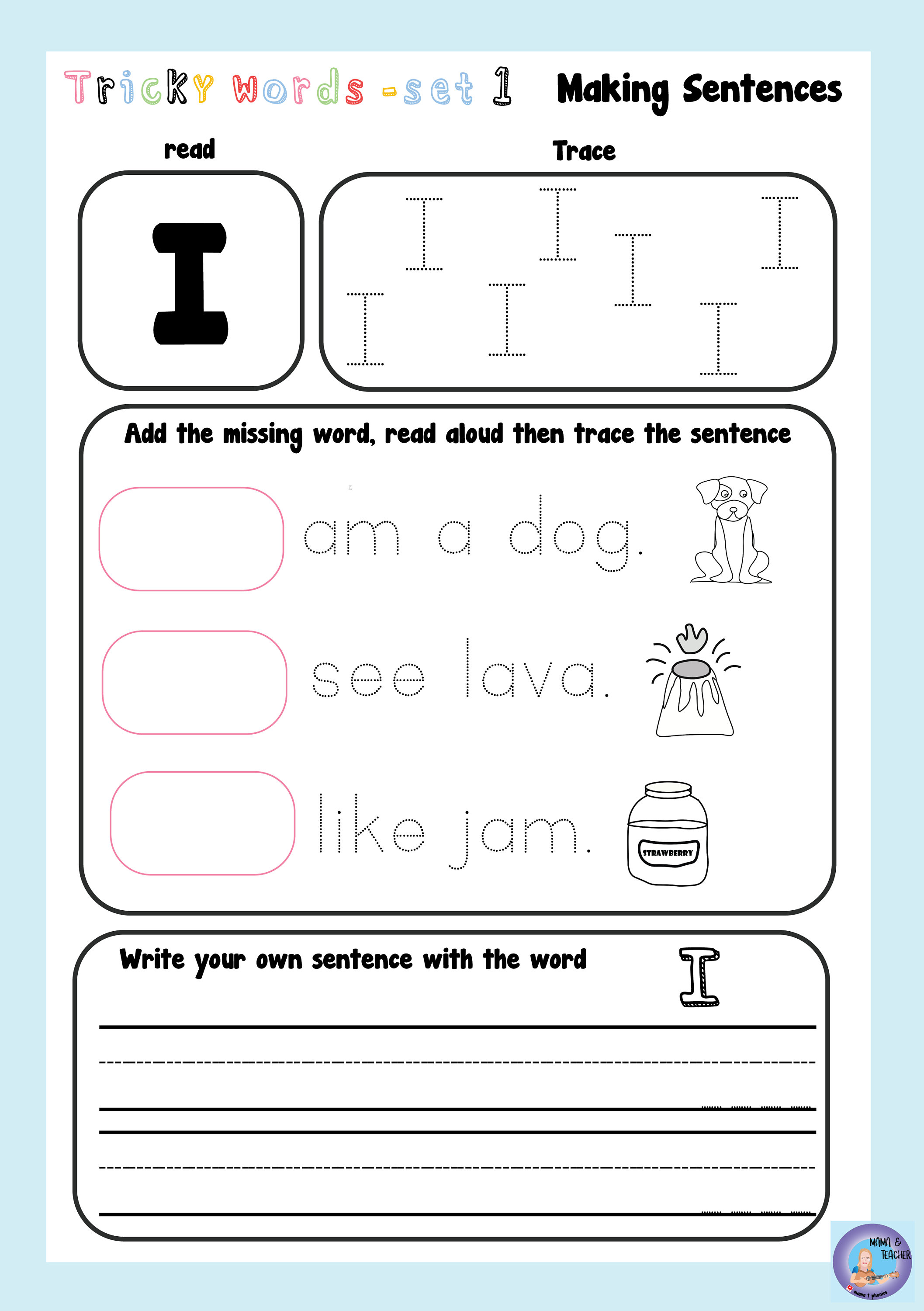 Set 1: Tricky Word Sentence Writing and Reading | HFW - Etsy