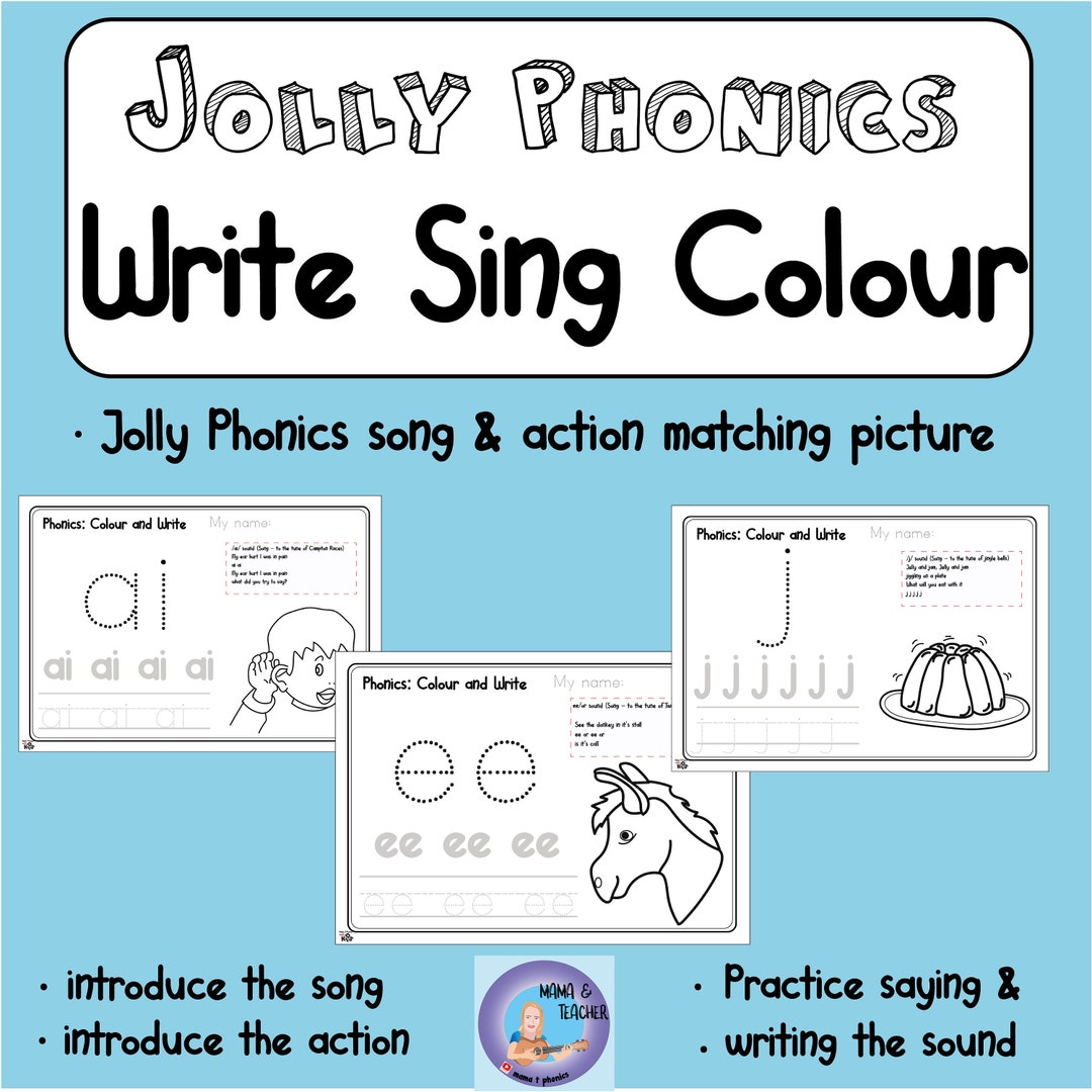 Jolly Phonics Write and Colour Each Sound Song & Picture All Jolly ...