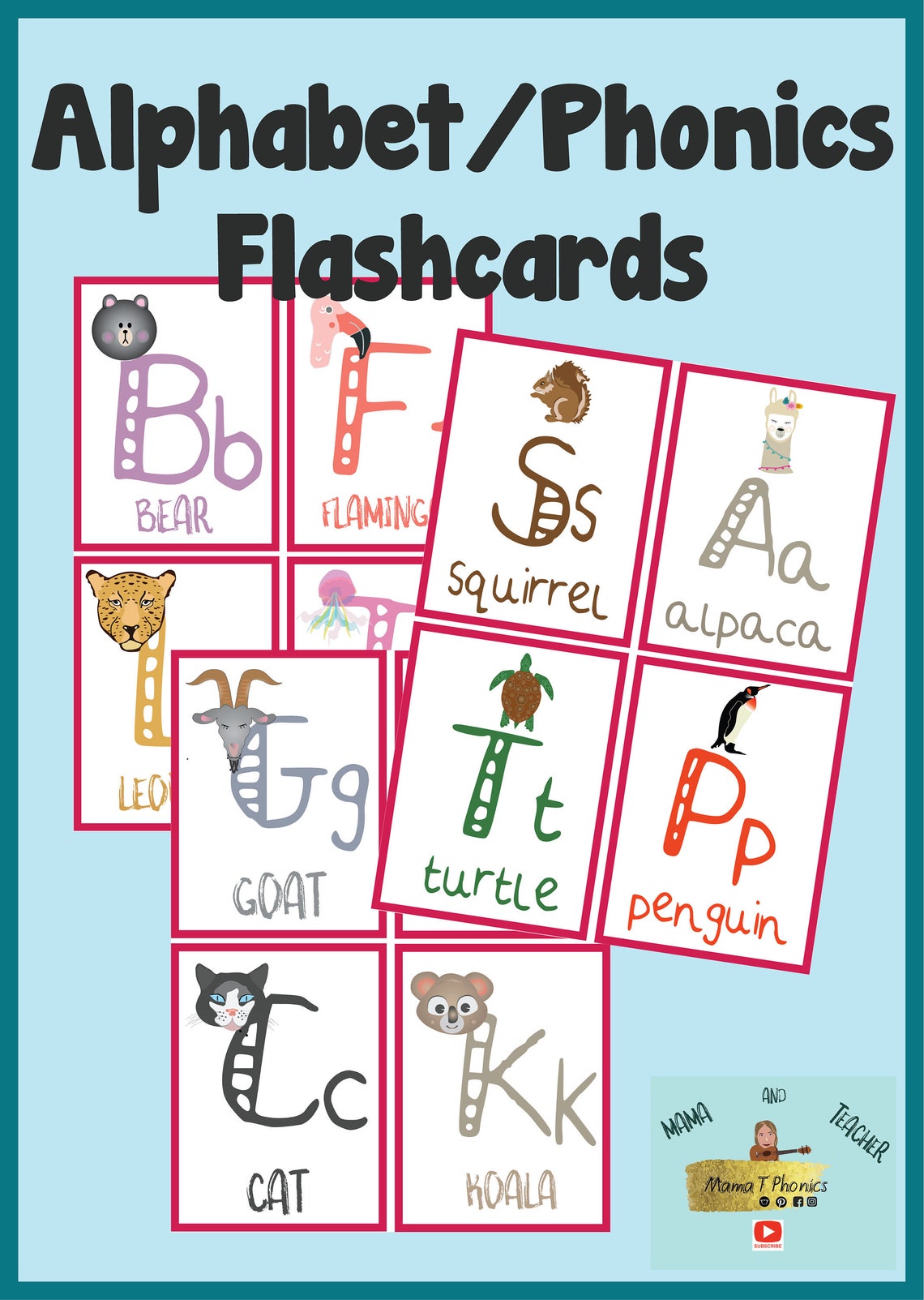 Alphabet Phonics Flash Cards - Etsy