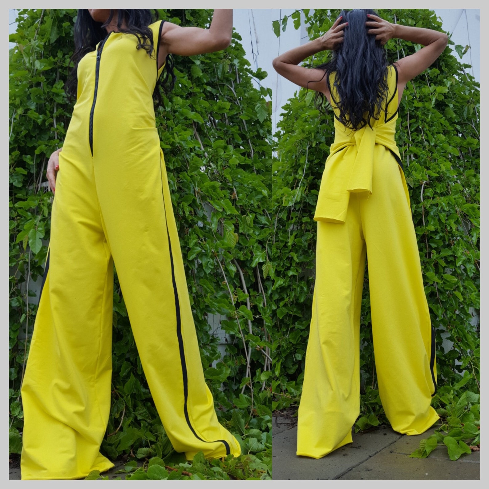 Extravagant Yellow Jumpsuit/comfortable Long Jumpsuit/zippier - Etsy
