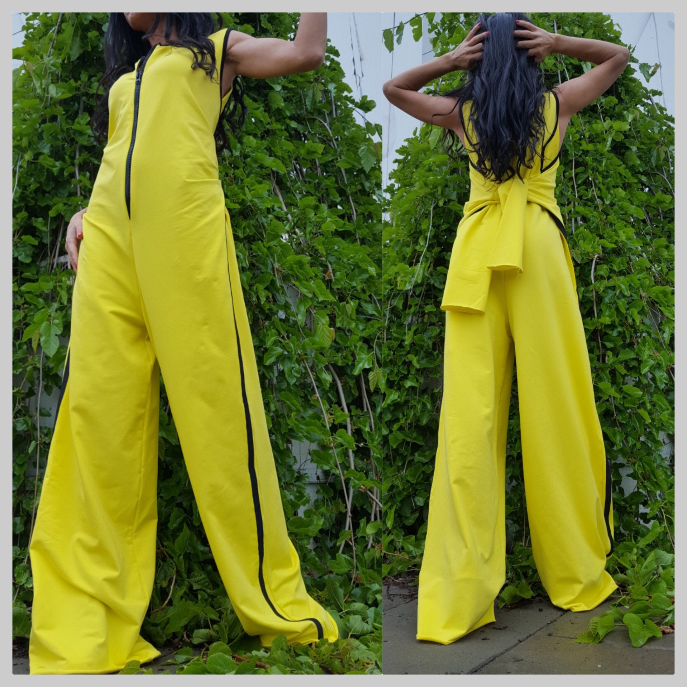 Extravagant Yellow Jumpsuit/comfortable Long Jumpsuit/zippier - Etsy
