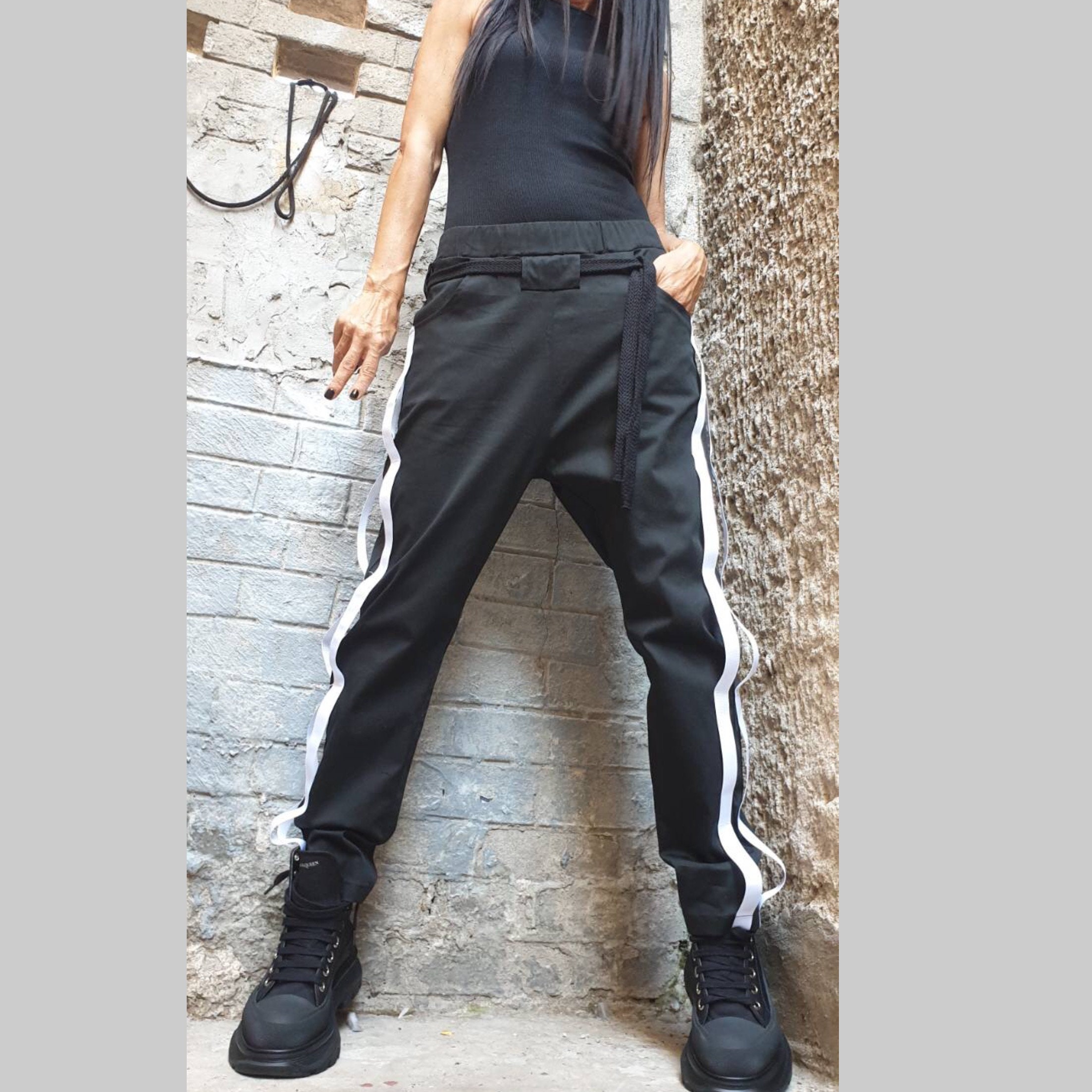 Drop Crotch Long Pants/wide Leg Trousers/everyday Loose - Etsy