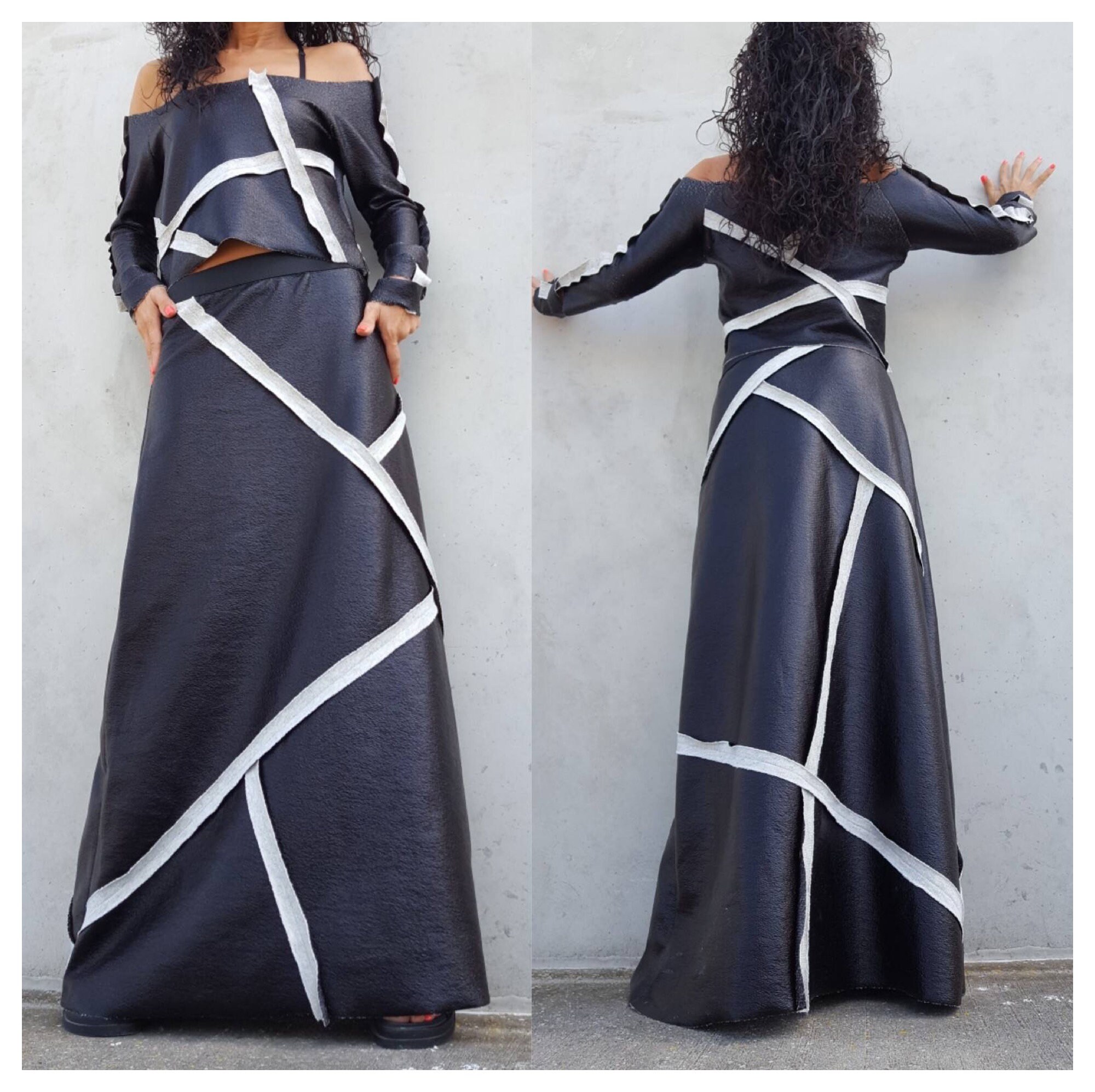 Extravagant Eco Leather Set/party Two Piece Set/gothic Eco - Etsy