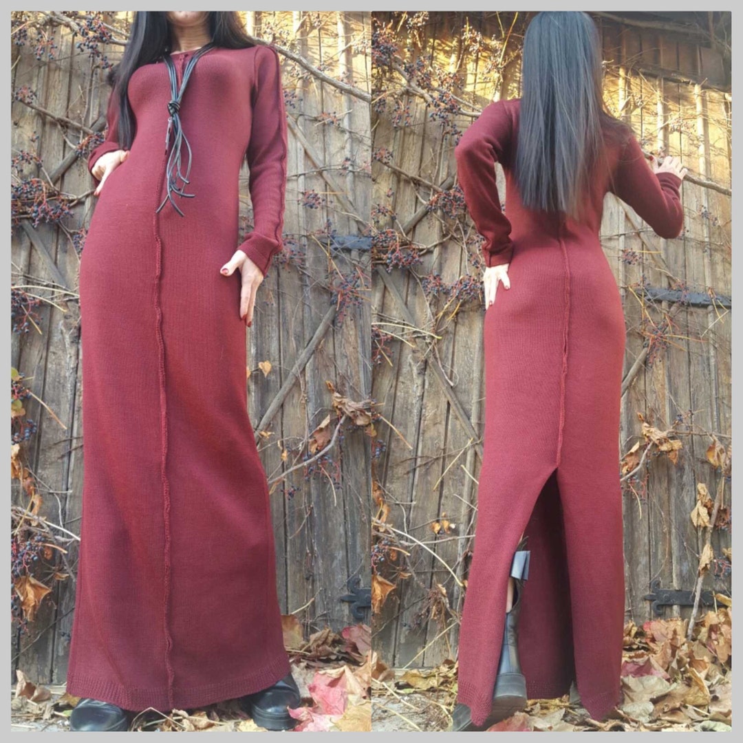 Winter Knitted Dress/long Wool Dress/extravagant Knitted Dress/everyday ...