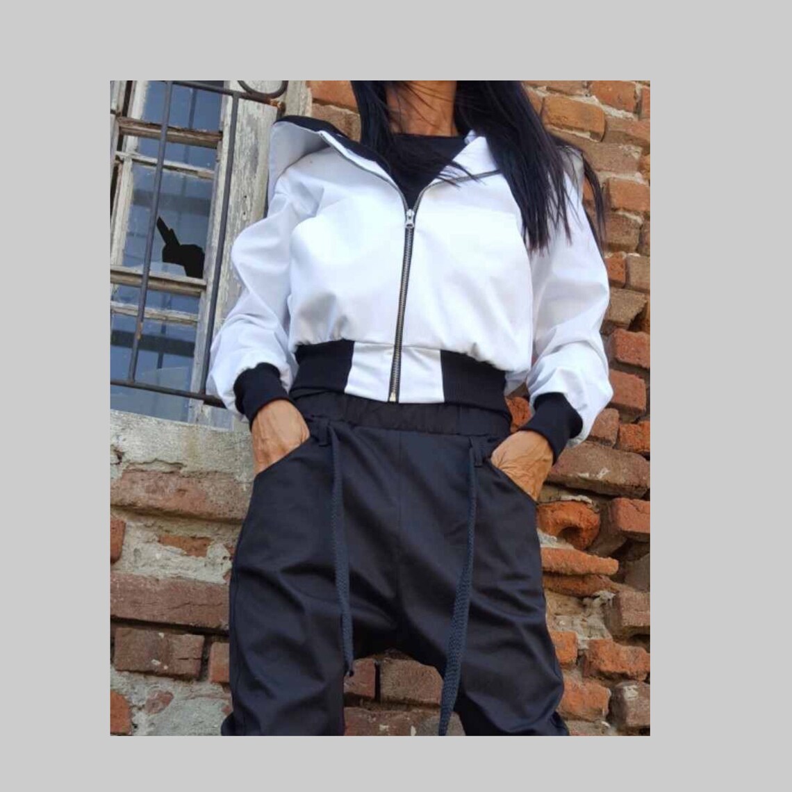 Women Cotton Jacket/loose Black White Jacket/comfortable | Etsy