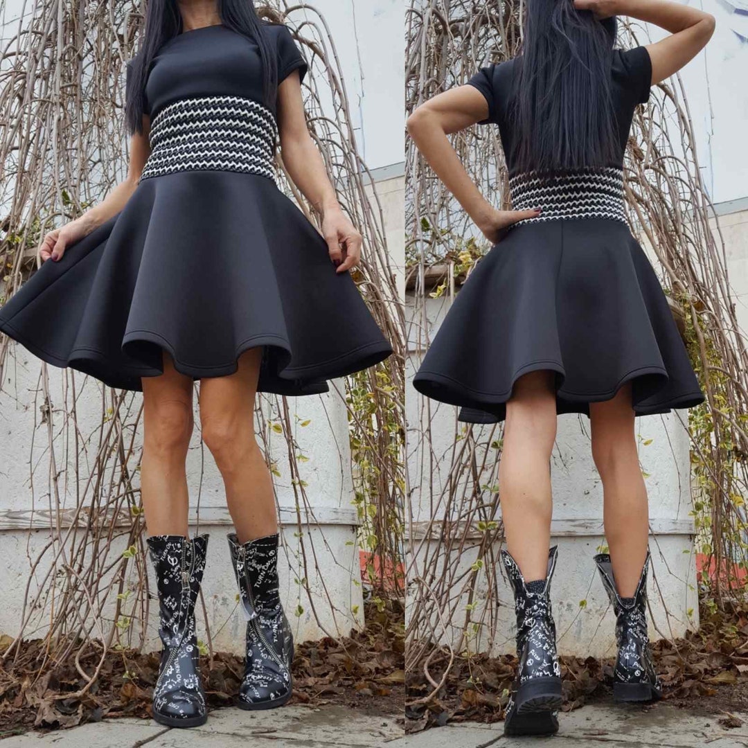 Sexy Women Short Dress/extravagant Black Dress/black Neoprene - Etsy