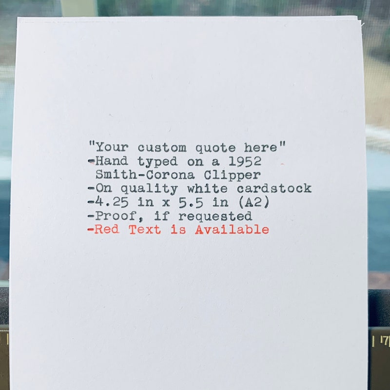 Custom Typewritten Cards - Etsy