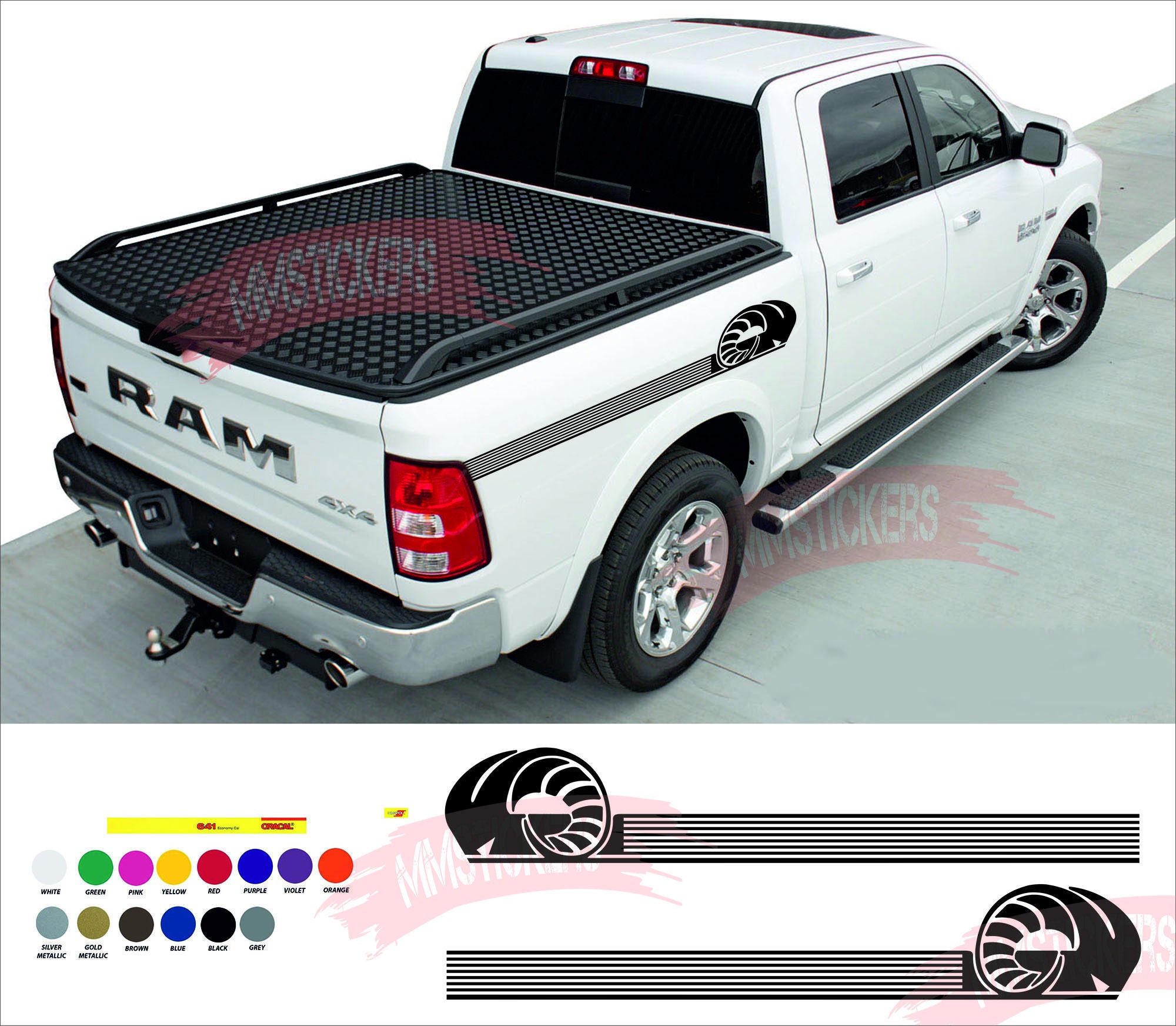RAM Universal Decal Strips Stickers Decal Kit Stripe Skull Car Sticker ...