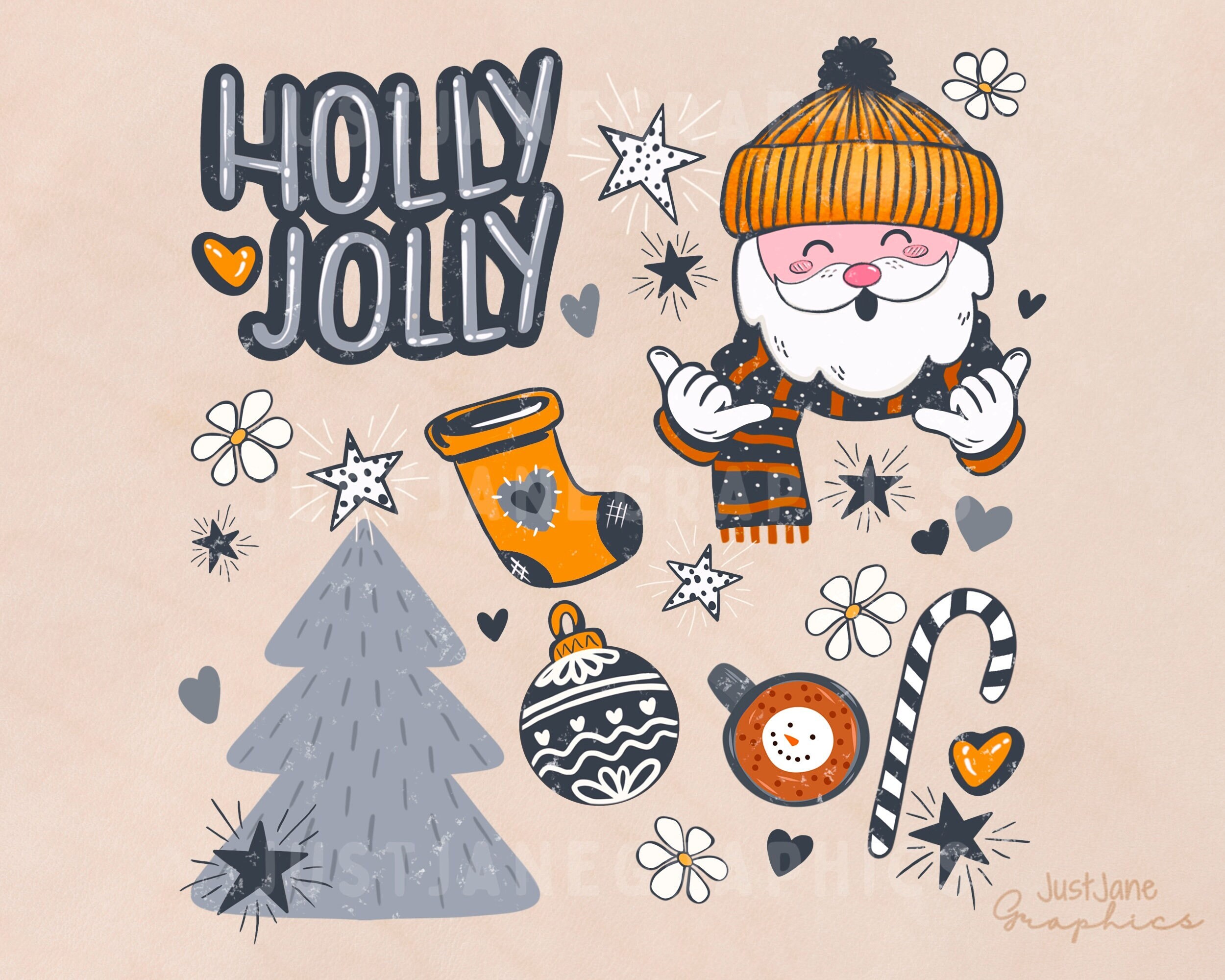 Santa Claus Doodles Png-christmas Sublimation Digital - Etsy