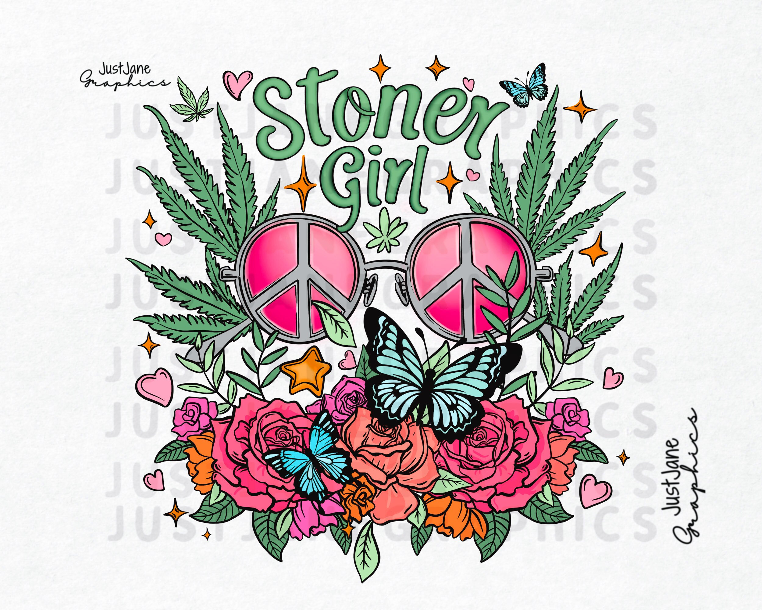 Groovy Stoner Girl PNG, Cute Weed PNG Sublimation Design, Hippy ...