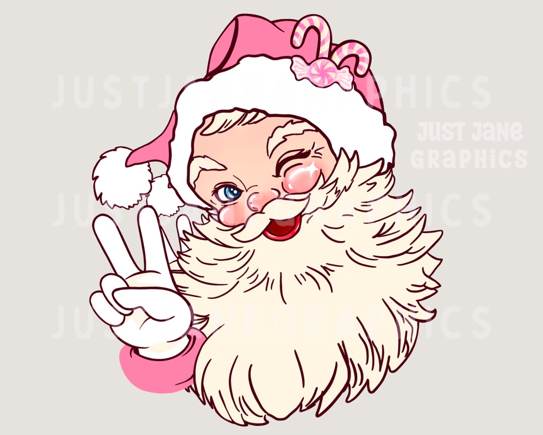 Pink Retro Santa Png-christmas Sublimation Digital Design Download ...