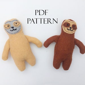 Felt Sloth PDF Pattern, Sloth Sewing Tutorial, DIY Sloth, Digital Pdf ...