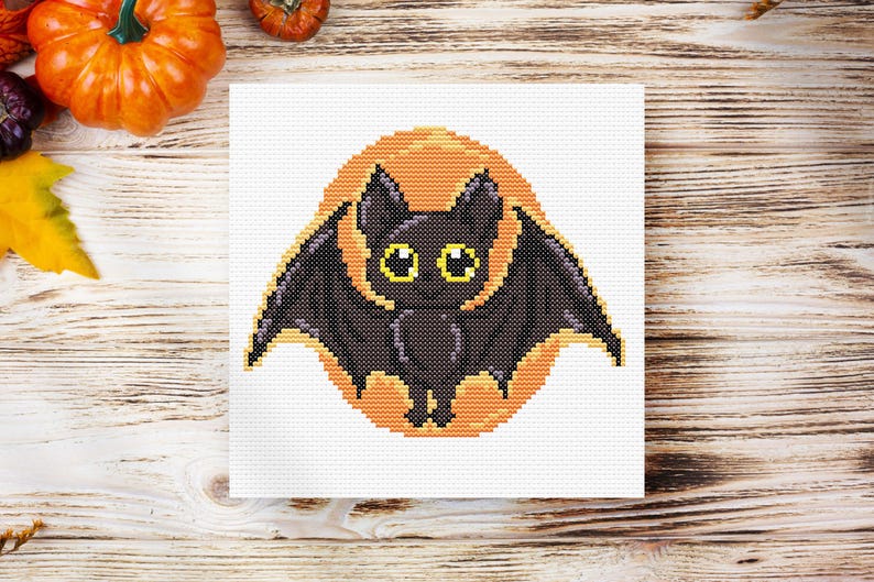 Bat Cross Stitch Pattern, Kawaii Cross Stitch, PDF Cross Stitch Chart ...