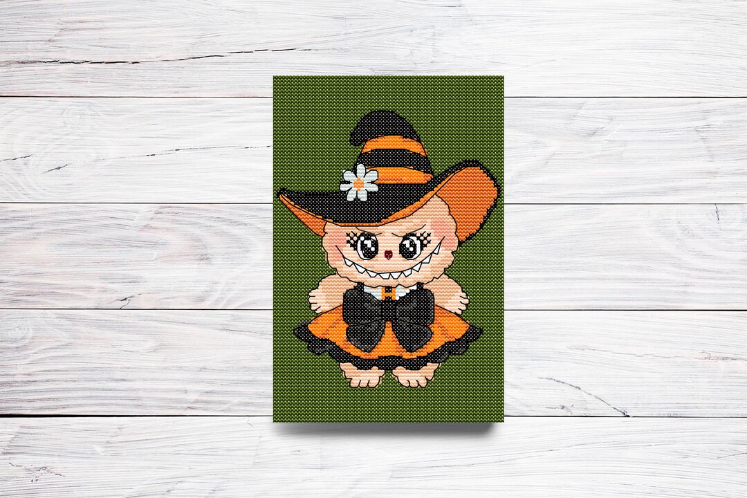 Labubu HALLOWEEN MOKOKO, Labubu Cross Stitch Pattern, Labubu Embroidery ...
