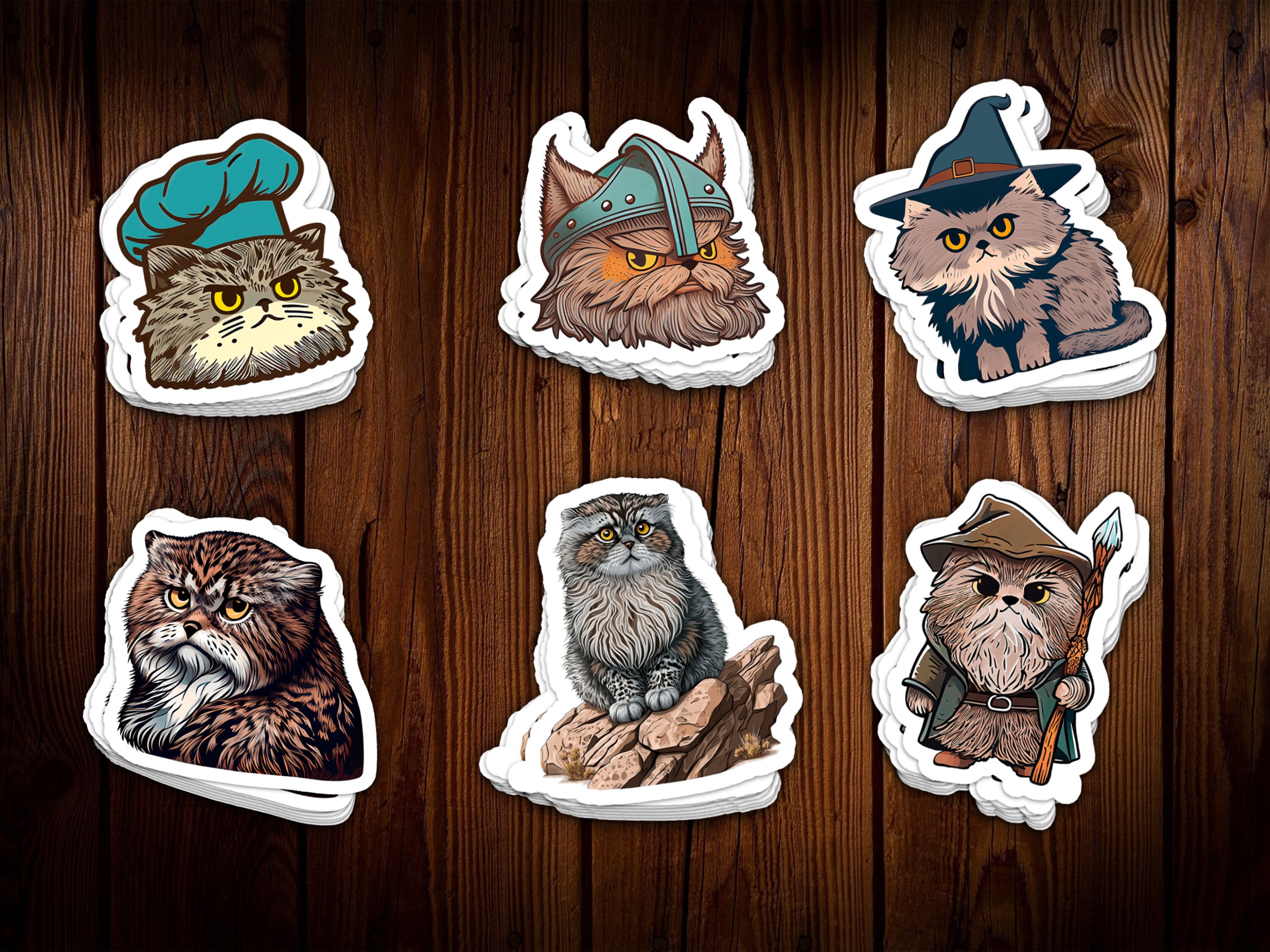 Print and Cut Stickers PALLAS CAT PNG Printable Cute Cat Stickers Cute ...
