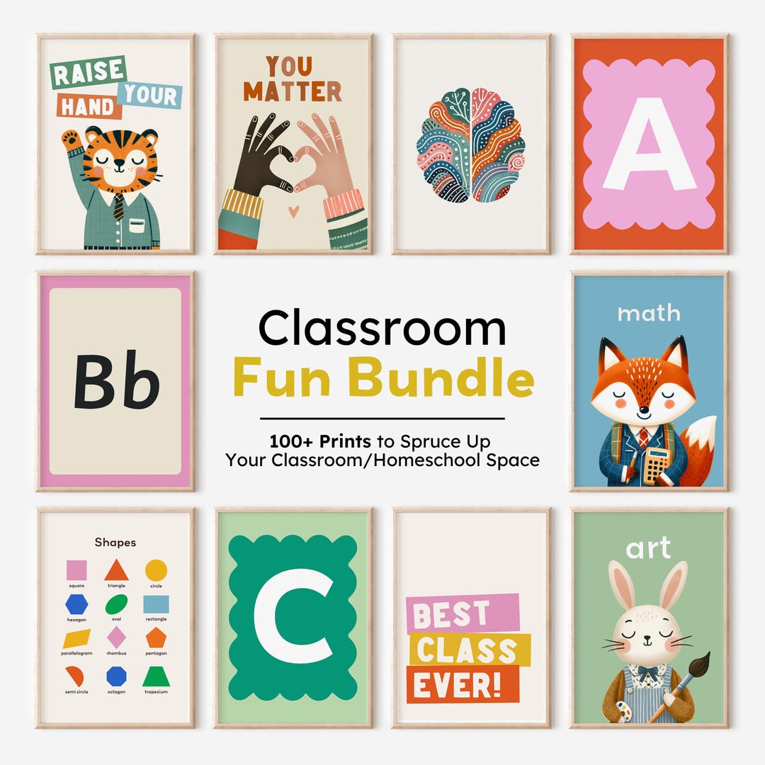 Classroom Poster Bundle, Kids Prints Bundle, Playroom Prints, Reading ...