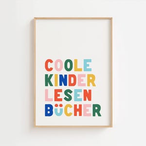 Coole Kinder Lesen Bücher Print: German Kids Reading Poster (digital ...
