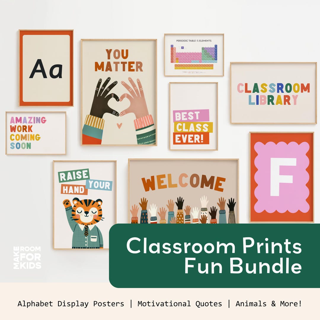 Classroom Poster Bundle, Kids Prints Bundle, Playroom Prints, Reading ...