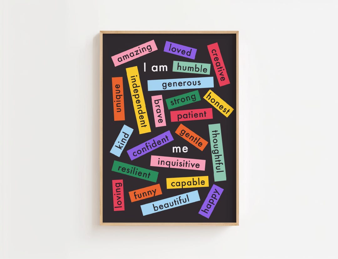 Bright Words: Positive Affirmation Poster Colorful Kids Room Decor ...