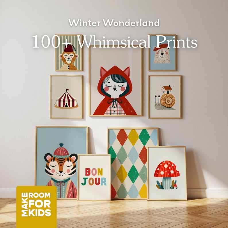 Whimsical Kids Prints Bundle, Winter, Circus & Fairytale Kids Room ...