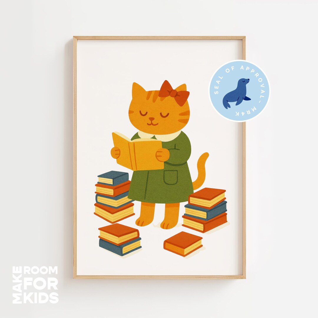 Libby the Librarian Digital Print, Playroom Wall Decor, Kids Room ...