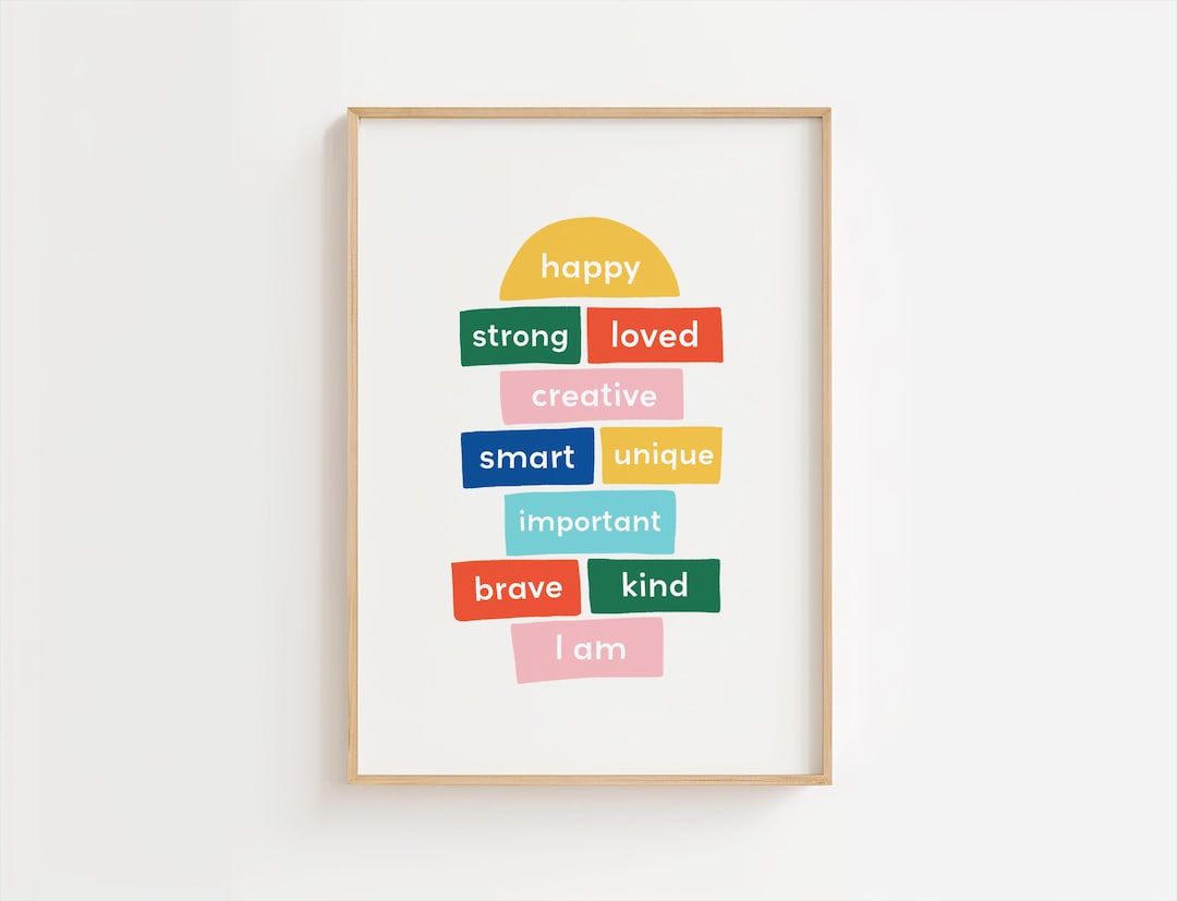 Rainbow Hopscotch Affirmations Print, Playroom Classroom Art (digital ...