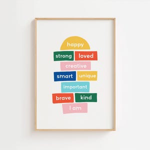 Hopscotch Rainbow Affirmations Wall Art, Affirmations for Kids, I Am ...