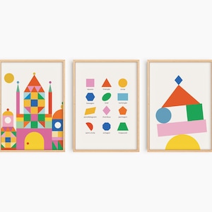 Shapes Poster Set of 3: Geometric Kids Wall Art (digital Download) - Etsy