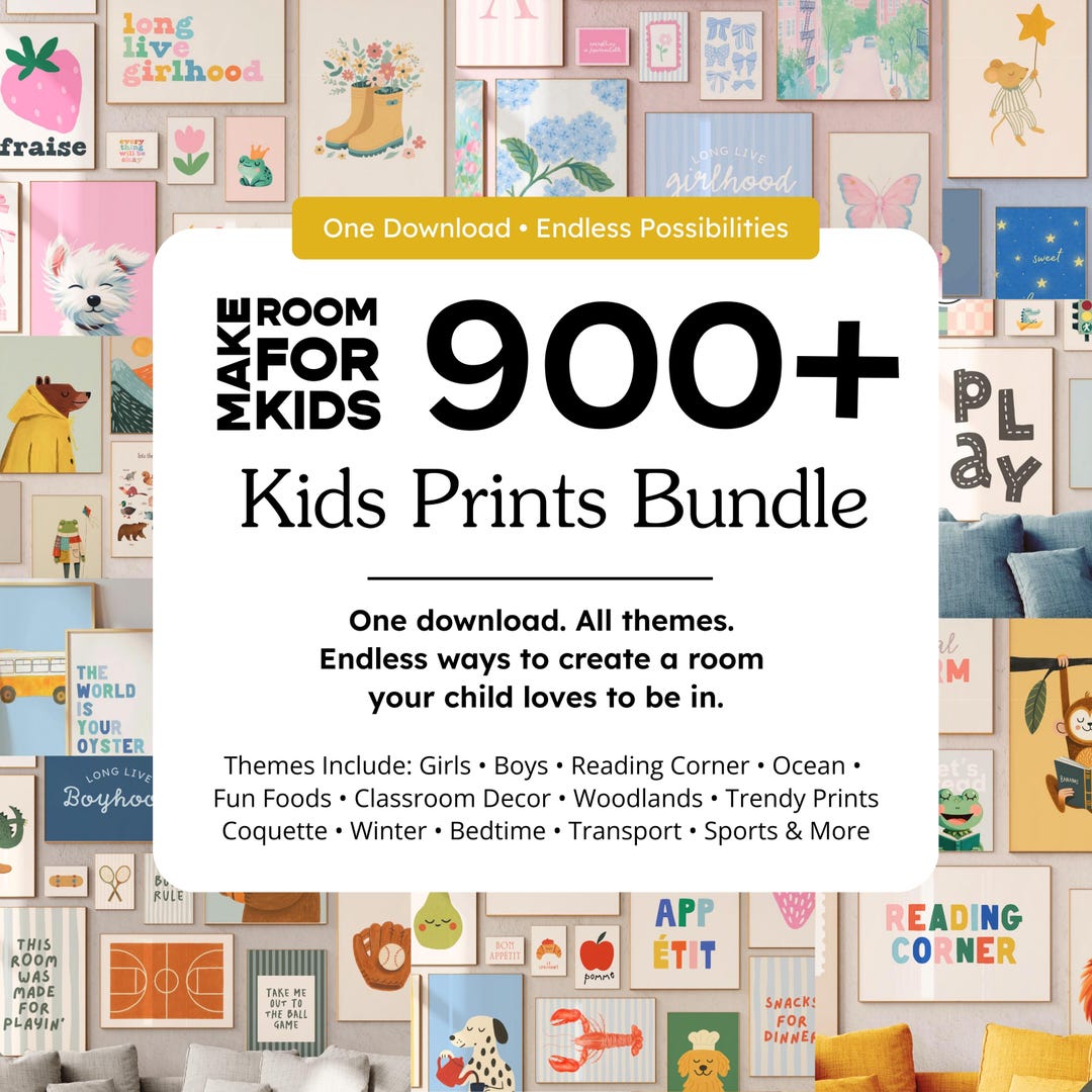 900+ Bestseller Kids Prints Mega Bundle: Girls Decor, Boys Room ...