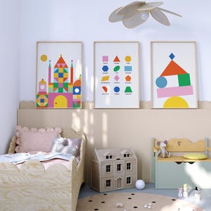 Shapes Poster Set of 3: Geometric Kids Wall Art (digital Download) - Etsy