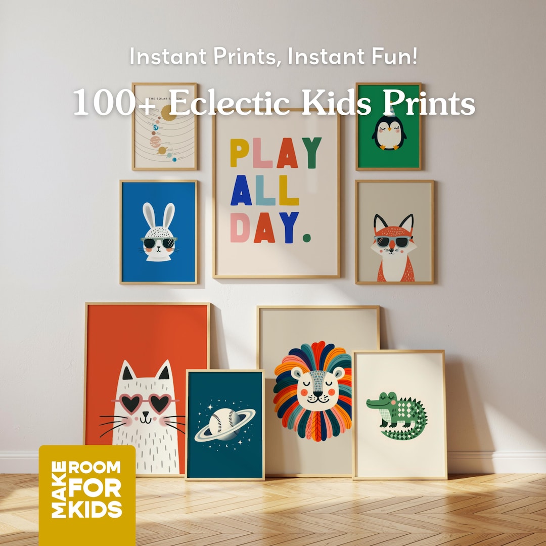 100 Kids Prints Bundle | Boys Room Prints | Eclectic Nursery Wall Art ...