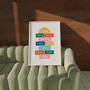 Hopscotch Rainbow Affirmations Wall Art, Affirmations for Kids, I Am ...
