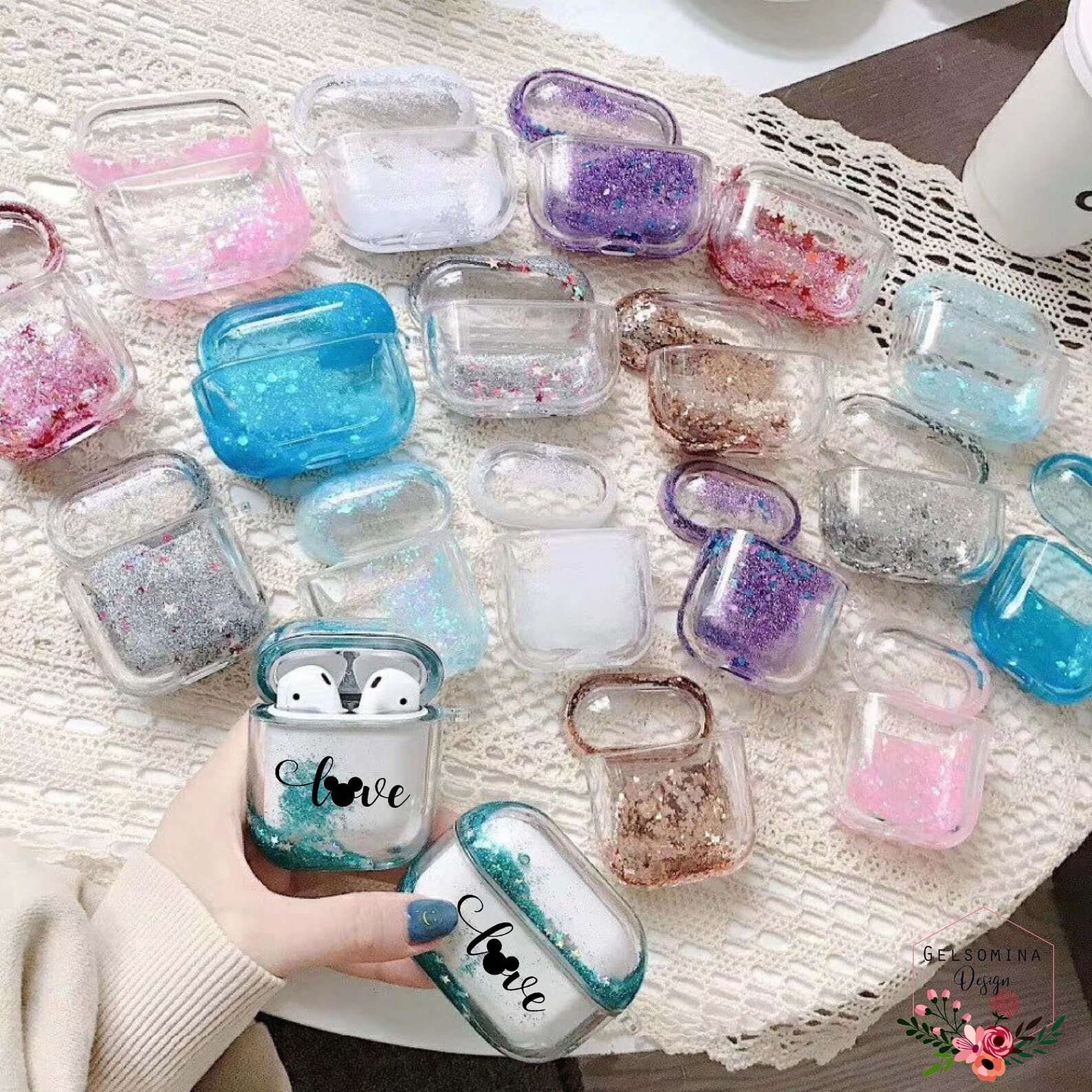 Cute Moving Glitter Shiny AirPod Pro Case Keychain Sparkle Personalized ...
