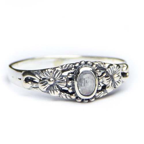 Engraved Flowers Ring Boho Floral Band Ring Sterling Silver - Etsy